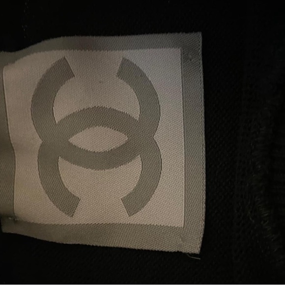 CHANEL | Tops | Chanel Identification Iconic Crop Top Cc Black Cropped ...